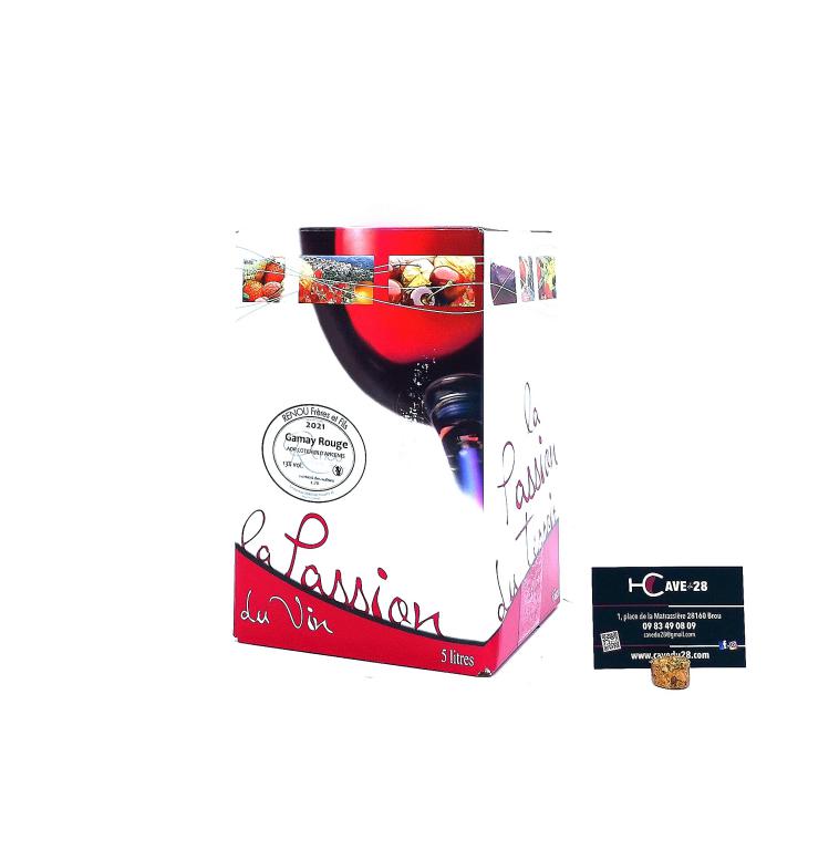 Vin de France 2021 - Gamay - Bag in Box 5L - Domaine Renou - La cave du 28